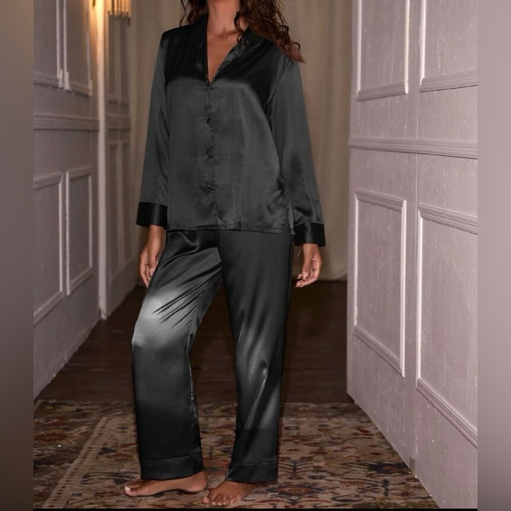 Black Satin Pajamas - Gem